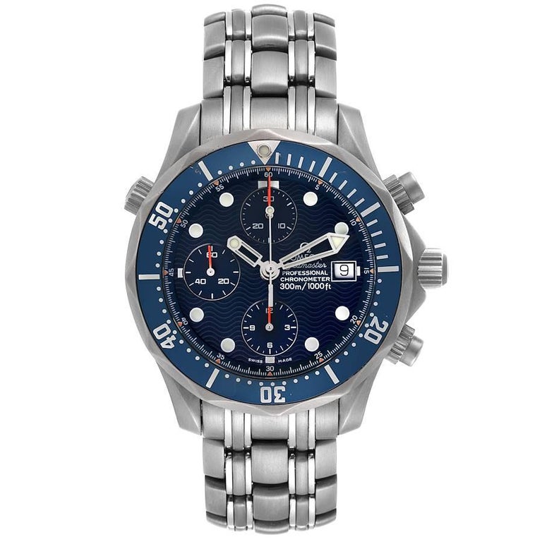 Omega Seamaster Chrono Diver Blue Dial Titanium Mens Watch 2298.80.00 ...