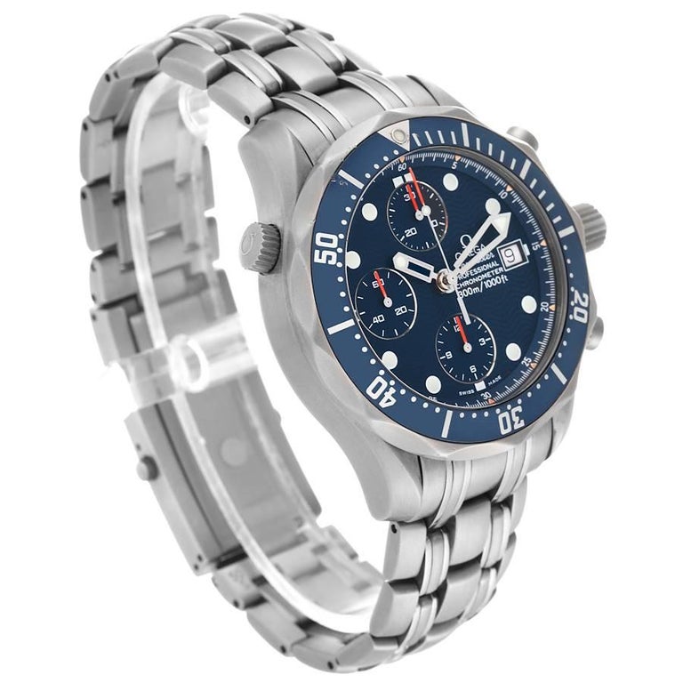 Omega Seamaster Chrono Diver Blue Dial Titanium Mens Watch 2298.80.00 ...