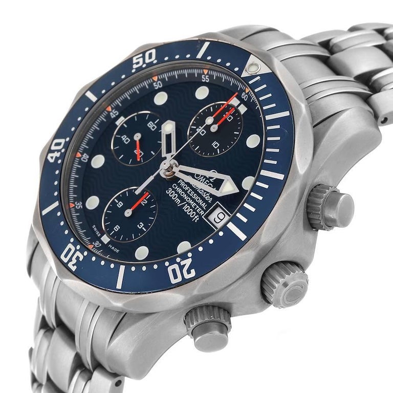 Omega Seamaster Chrono Diver Blue Dial Titanium Mens Watch 2298.80.00 ...