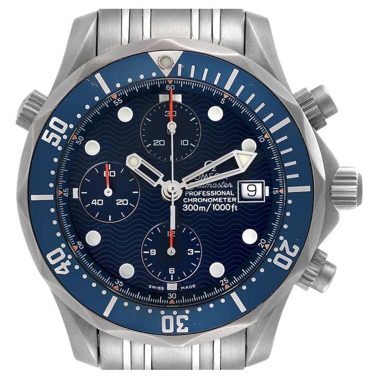 Omega Seamaster Chrono Diver Blue Dial Titanium Mens Watch 2298.80.00 ...