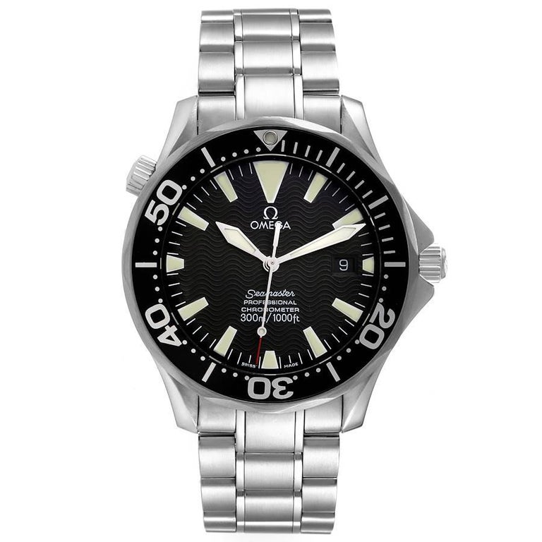 Omega Seamaster Diver 300M Automatic Black Dial Steel Mens Watch 2254. ...