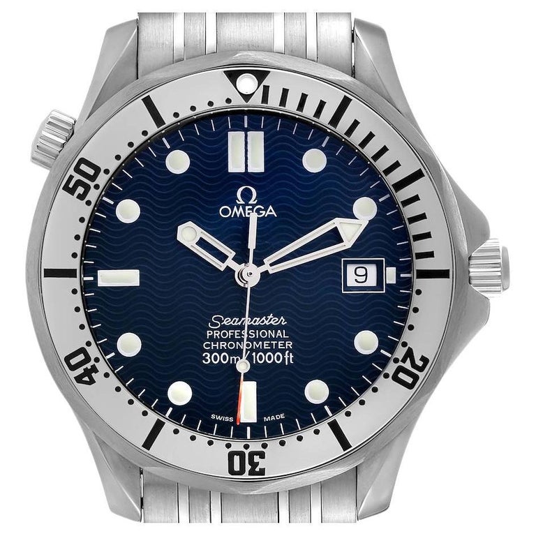 Omega Seamaster Diver 300M Blue Wave Decor Dial Steel Mens Watch 2532. ...