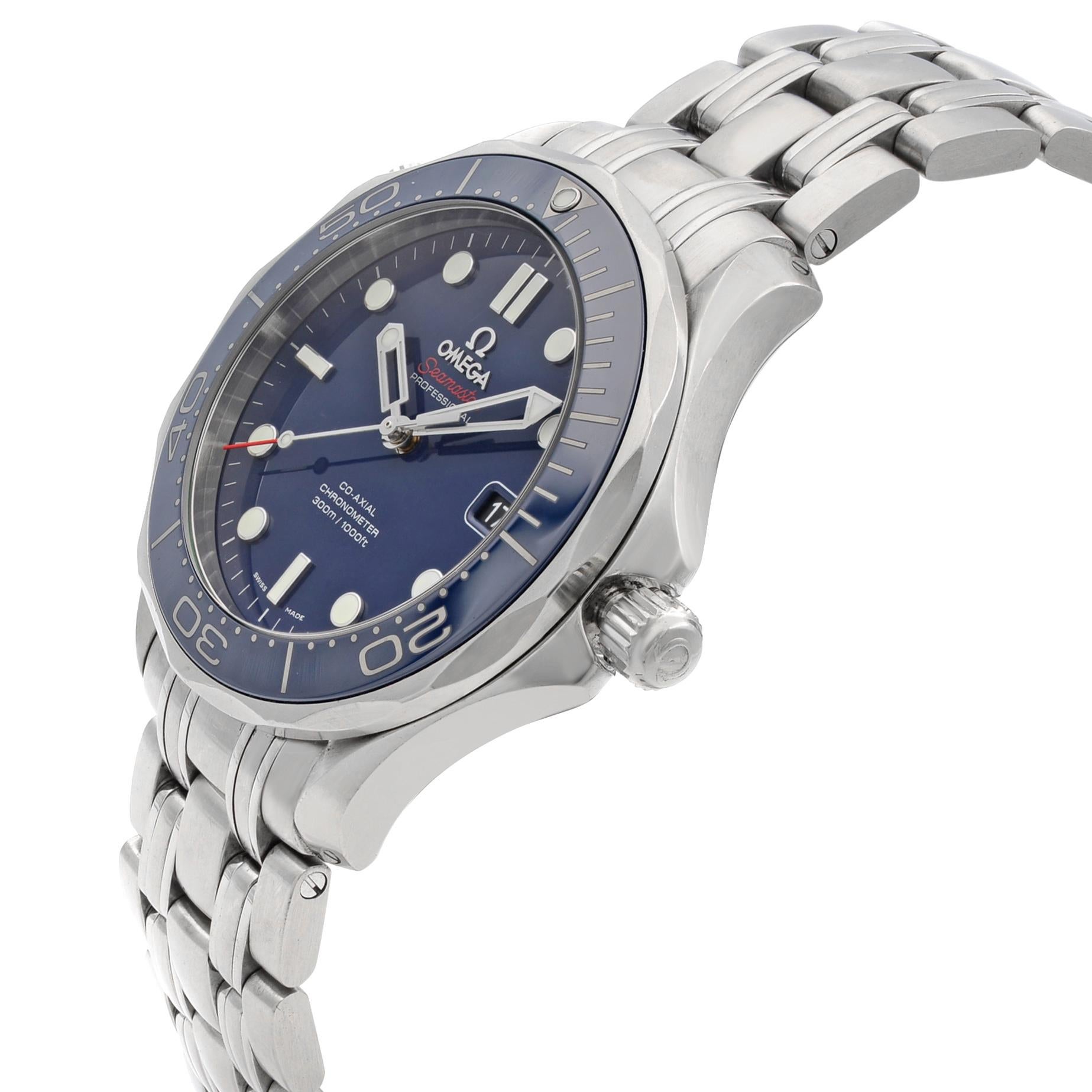 Omega Seamaster Diver Steel Blue Dial Automatic Mens Watch 212.30.41.20 ...