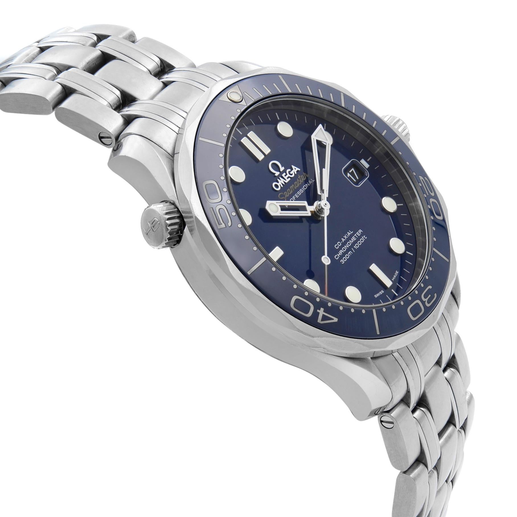 Omega Seamaster Diver Steel Blue Dial Automatic Mens Watch 212.30.41.20 ...