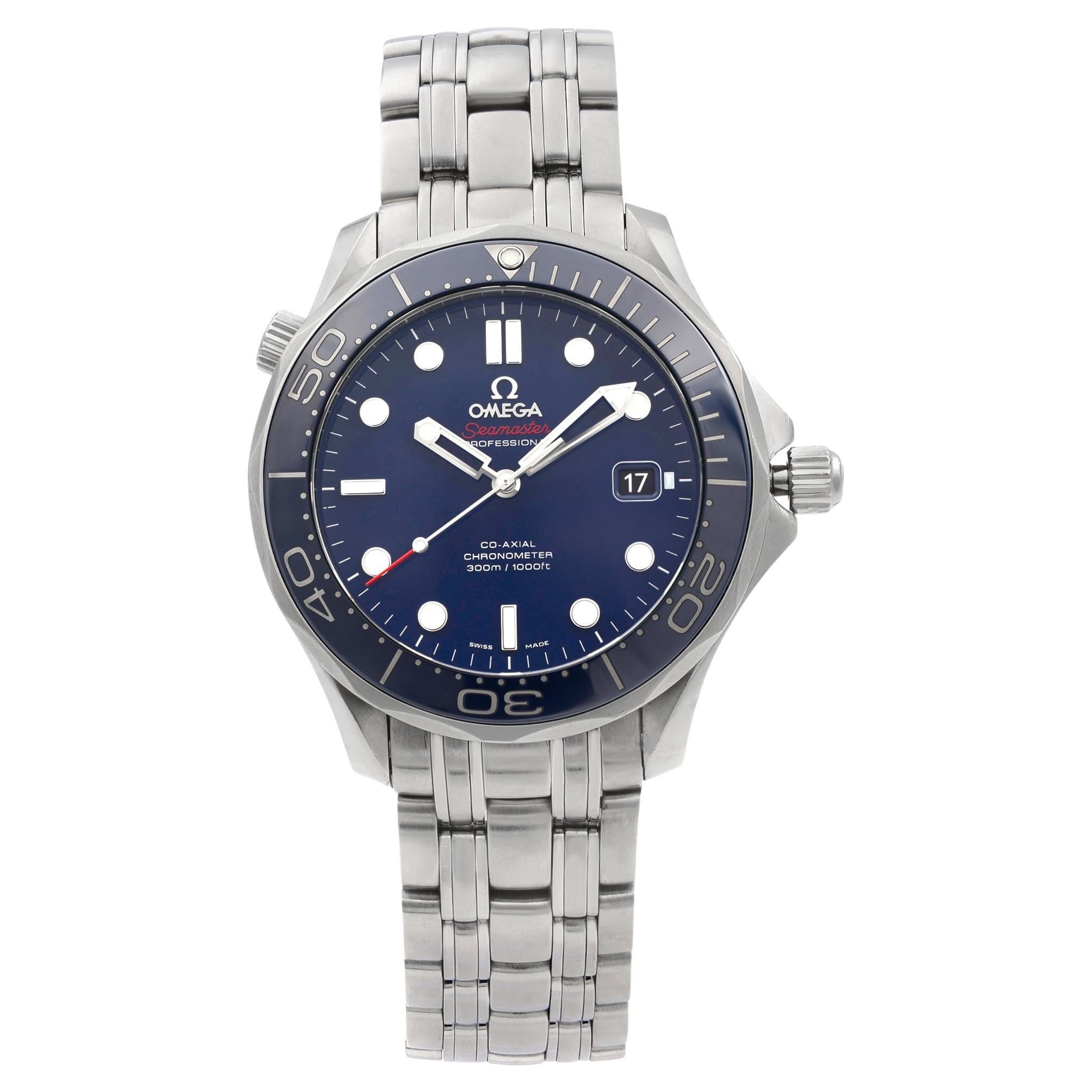 Omega Seamaster Diver Steel Blue Dial Automatic Mens Watch 212.30.41.20 ...
