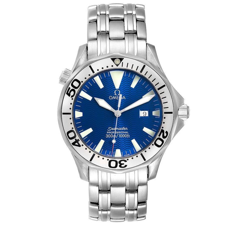 Omega Seamaster Electric Blue Wave Dial Men's Watch 2265.80.00 For Sale ...