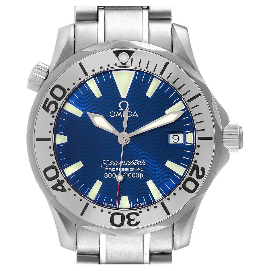 Omega Seamaster Electric Blue Wave Dial Midsize Mens Watch 2263.80.00 ...