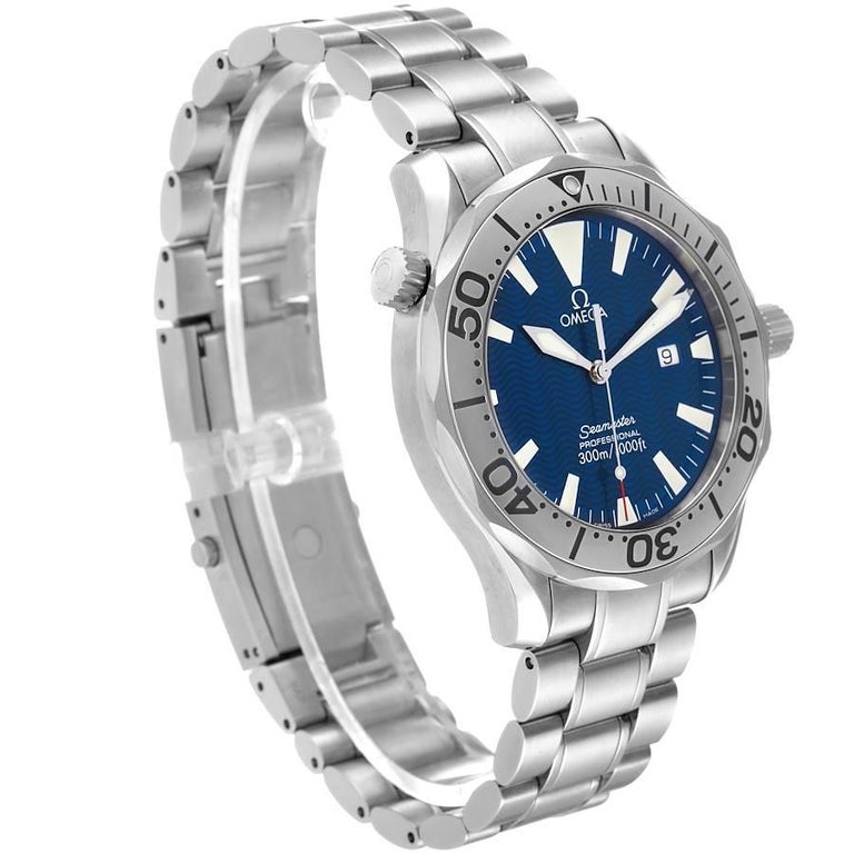 Omega Seamaster Electric Blue Wave Dial Steel Mens Watch 2265.80.00 Box ...