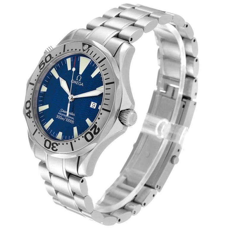 Omega Seamaster Electric Blue Wave Dial Steel Mens Watch 2265.80.00 Box ...