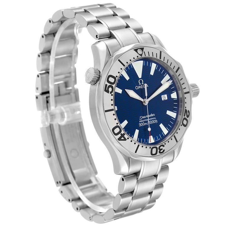 Omega Seamaster Electric Blue Wave Dial Steel Mens Watch 2265.80.00 ...