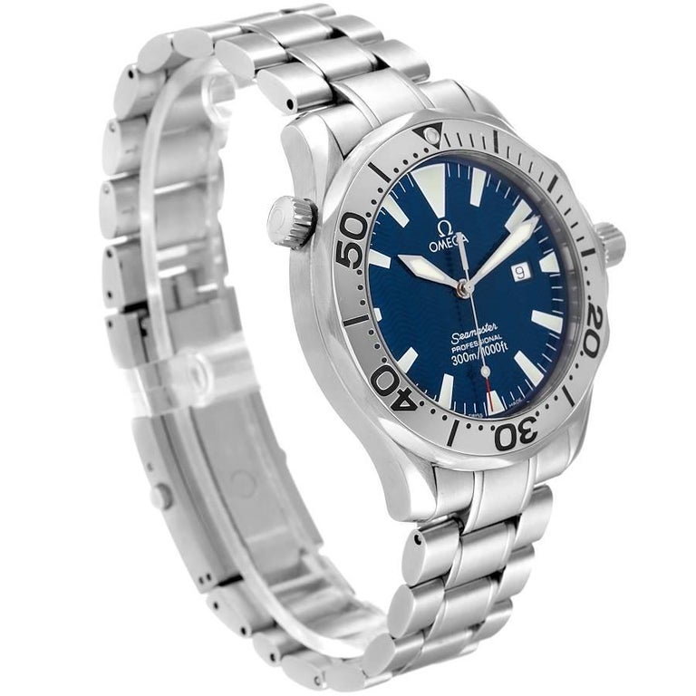 Omega Seamaster Electric Blue Wave Dial Steel Mens Watch 2265.80.00 ...