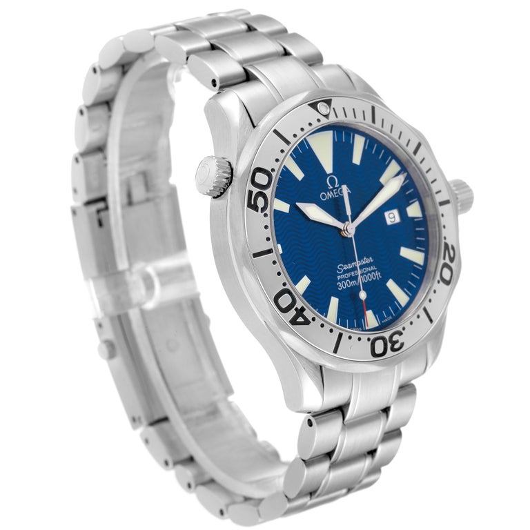 Omega Seamaster Electric Blue Wave Dial Steel Mens Watch 2265.80.00 ...