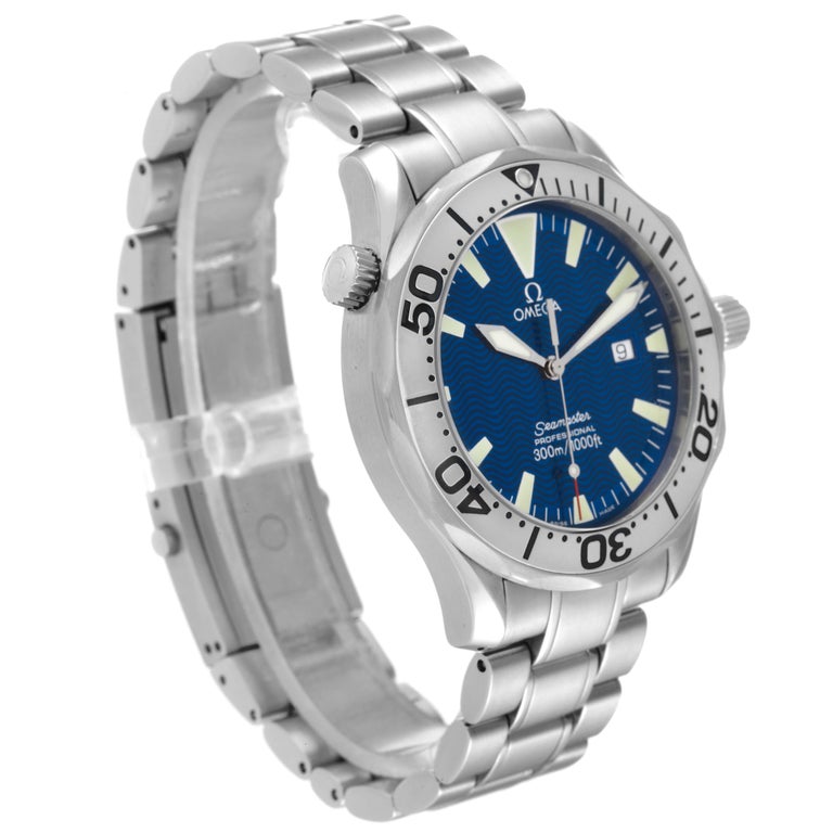 Omega Seamaster Electric Blue Wave Dial Steel Mens Watch 2265.80.00 ...
