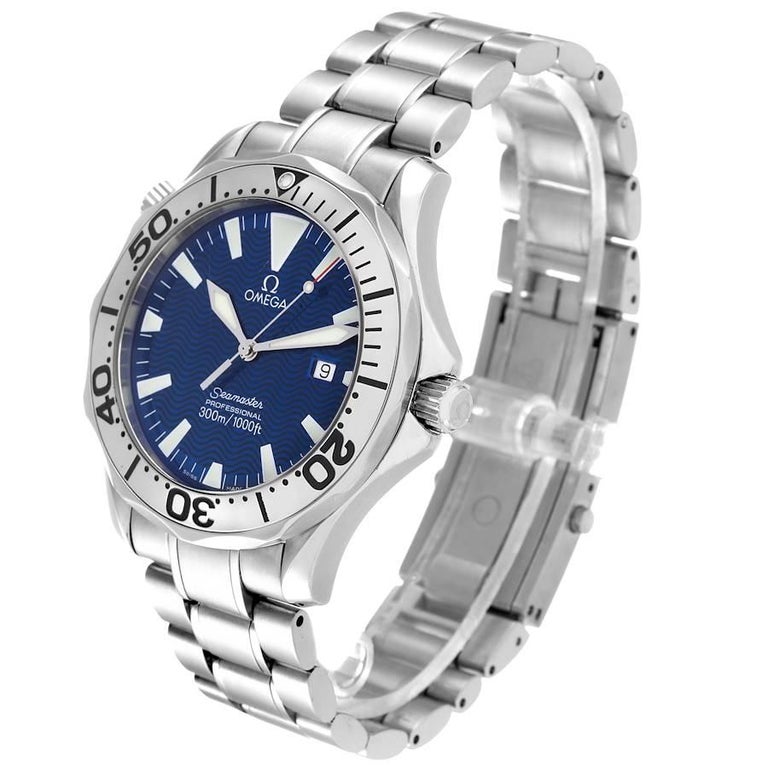 Omega Seamaster Electric Blue Wave Dial Steel Mens Watch 2265.80.00 ...