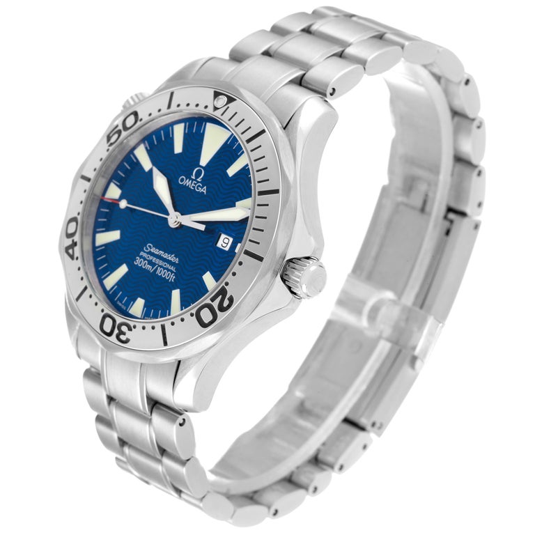 Omega Seamaster Electric Blue Wave Dial Steel Mens Watch 2265.80.00 ...