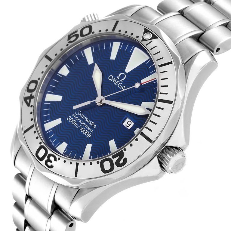 Omega Seamaster Electric Blue Wave Dial Steel Mens Watch 2265.80.00 ...