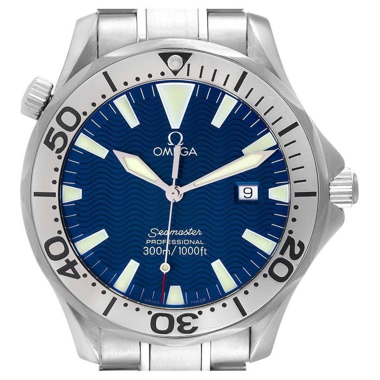 Omega Seamaster Electric Blue Wave Dial Steel Mens Watch 2265.80.00 ...
