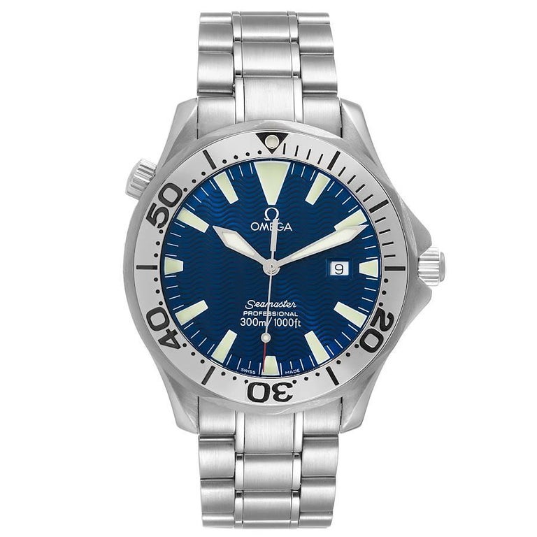 Omega Seamaster Electric Blue Wave Dial Steel Mens Watch 2265.80.00 For ...