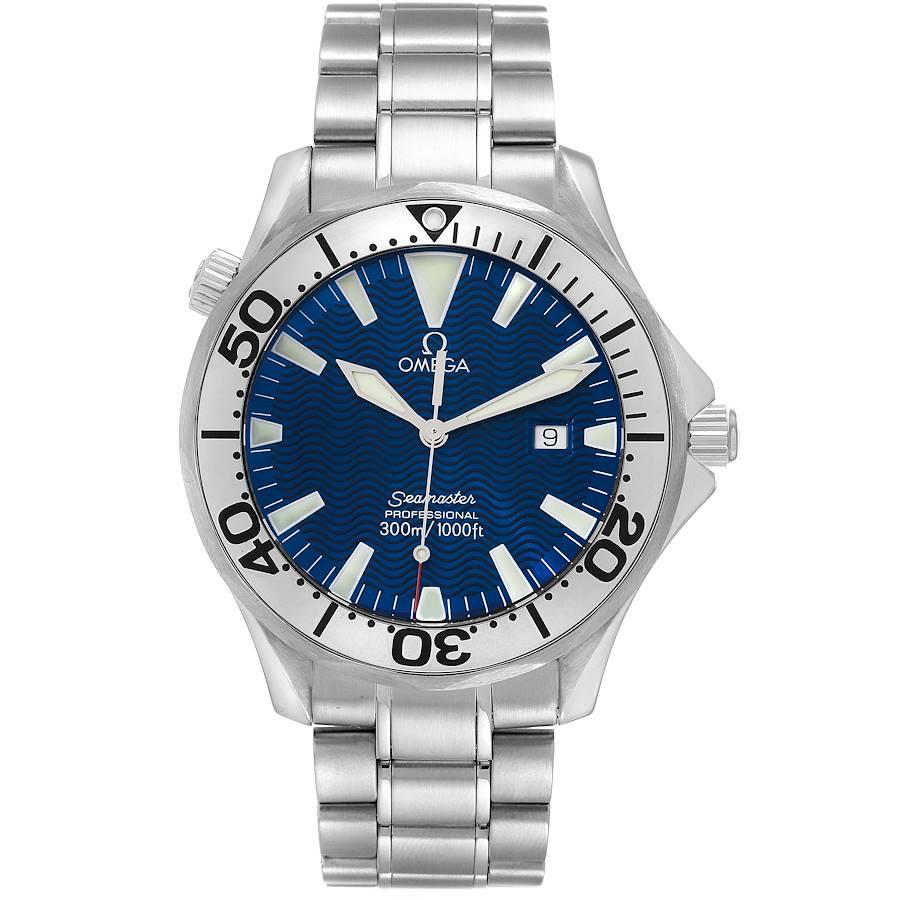 Omega Seamaster Electric Blue Wave Dial Steel Mens Watch 2265.80.00 at ...
