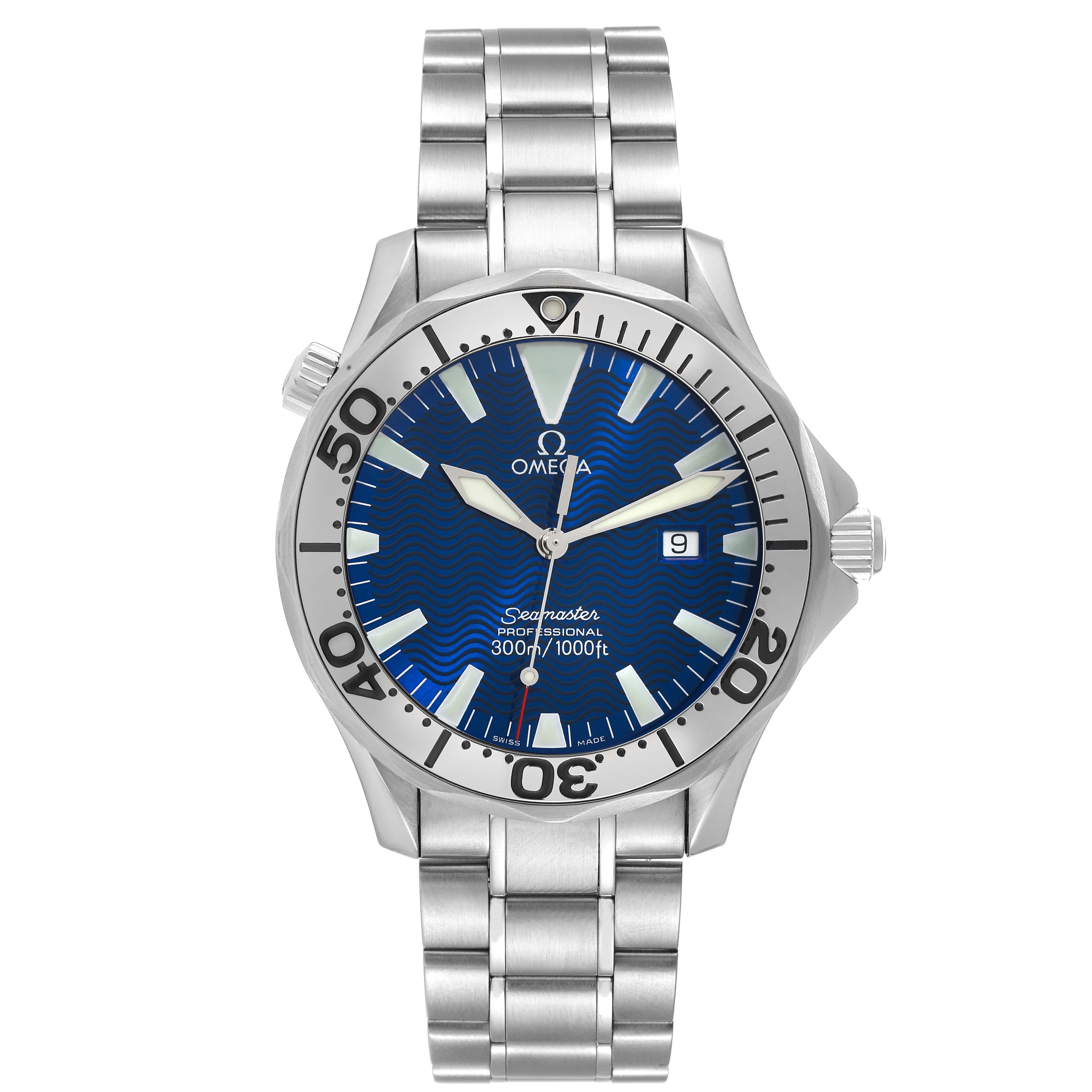 Omega Seamaster Electric Blue Wave Dial Steel Mens Watch 2265.80.00 For ...