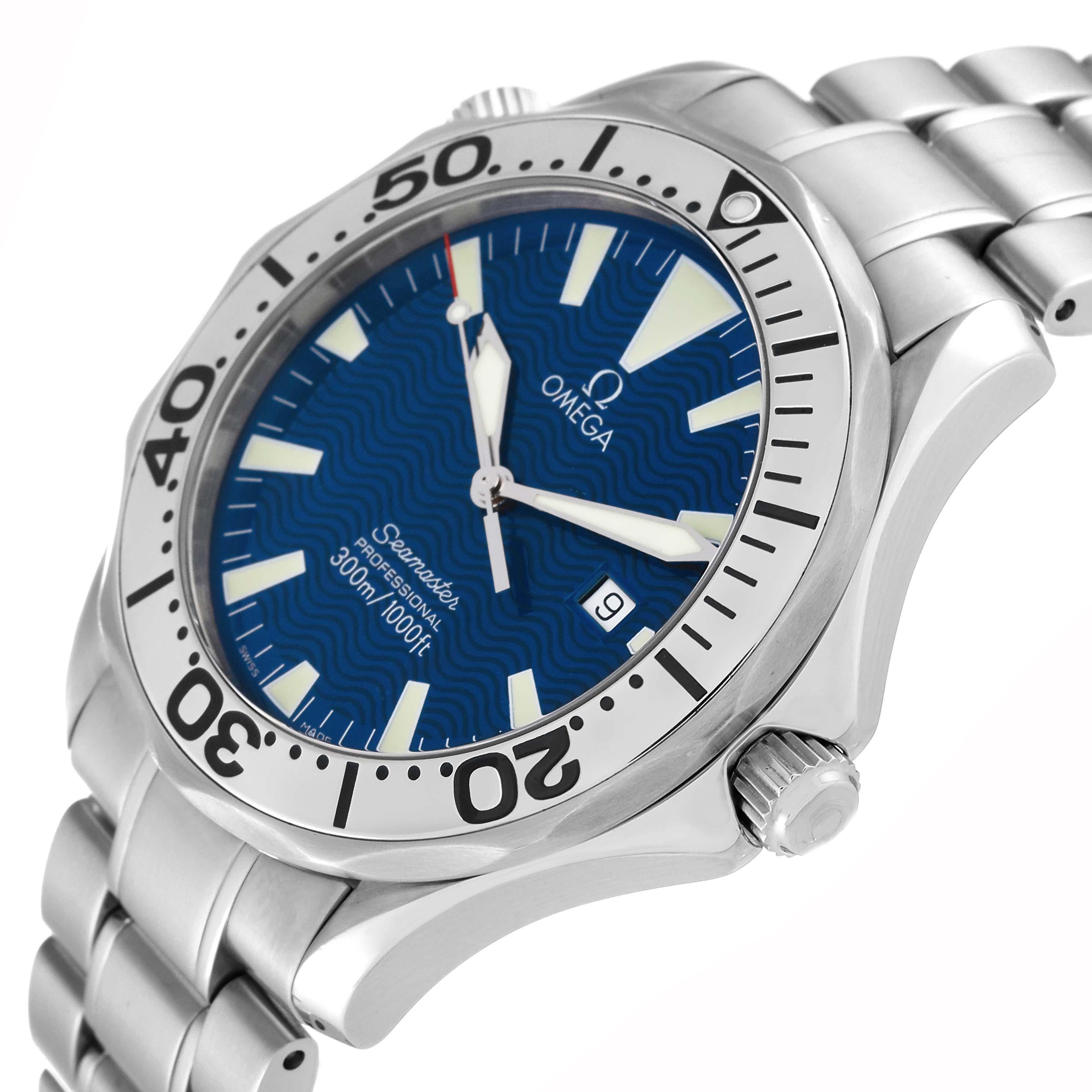 Omega Seamaster Electric Blue Wave Dial Steel Mens Watch 2265.80.00 For Sale at 1stDibs