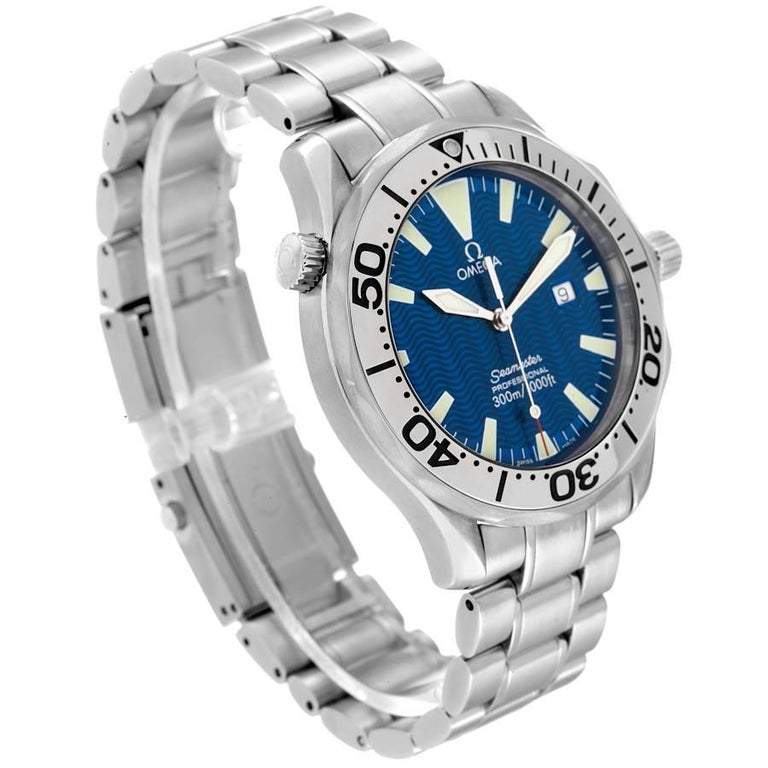 Omega Seamaster Electric Blue Wave Dial Steel Mens Watch 2265.80.00 For ...