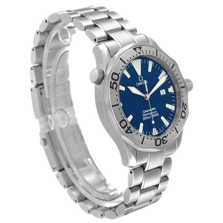 Omega Seamaster Electric Blue Wave Dial Steel Mens Watch 2265.80.00 at ...