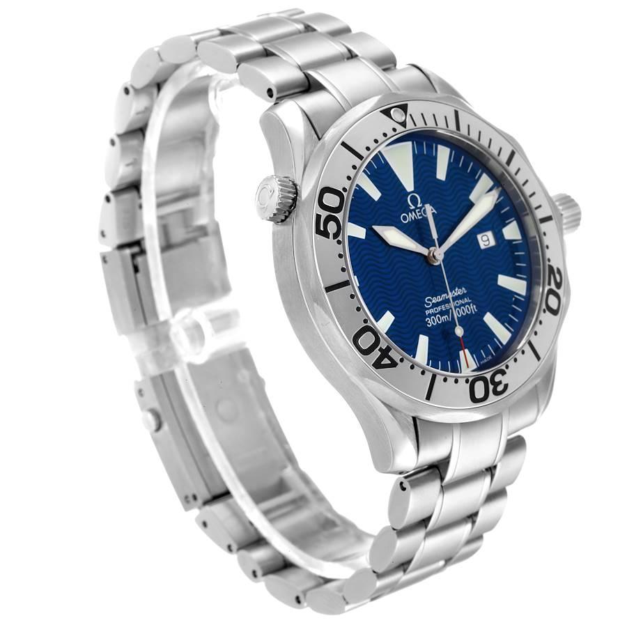 Omega Seamaster Electric Blue Wave Dial Steel Mens Watch 2265.80.00 at ...
