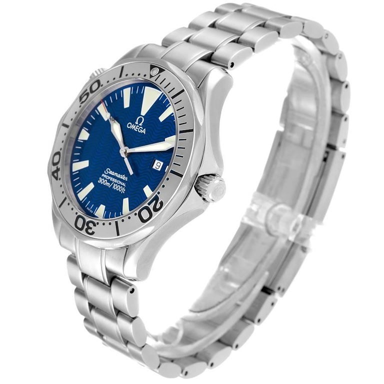 Omega Seamaster Electric Blue Wave Dial Steel Mens Watch 2265.80.00 at 1stDibs