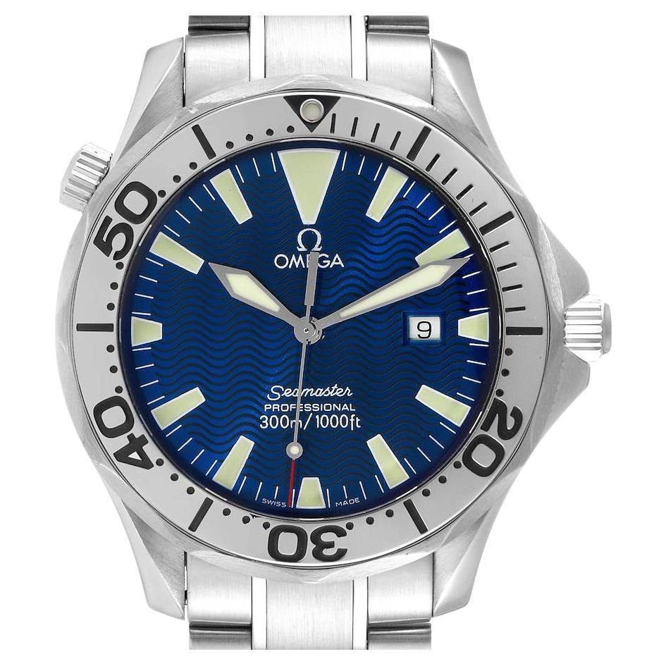 Omega Seamaster Diver 300m Steel Blue Wave Dial Automatic Watch 2532.80 ...