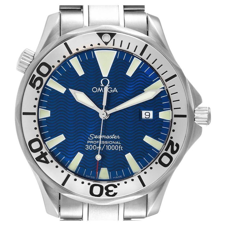 Omega Seamaster Electric Blue Wave Dial Steel Mens Watch 2265.80.00 at ...