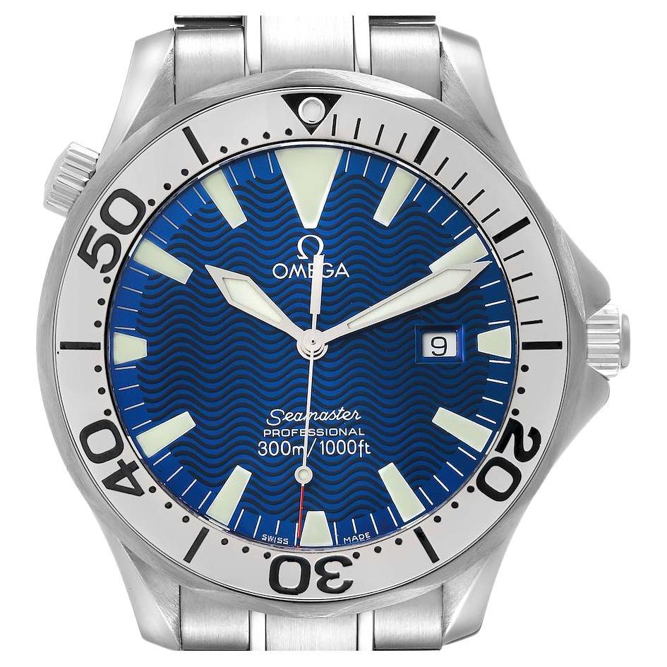 Omega Seamaster GMT White Wave Dial Watch 2538.20.00 Card For Sale at ...