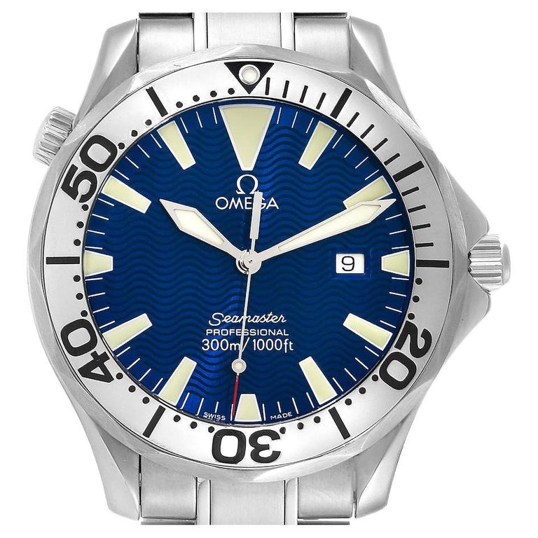 Omega Seamaster Electric Blue Wave Dial Steel Mens Watch 2265.80.00 For ...