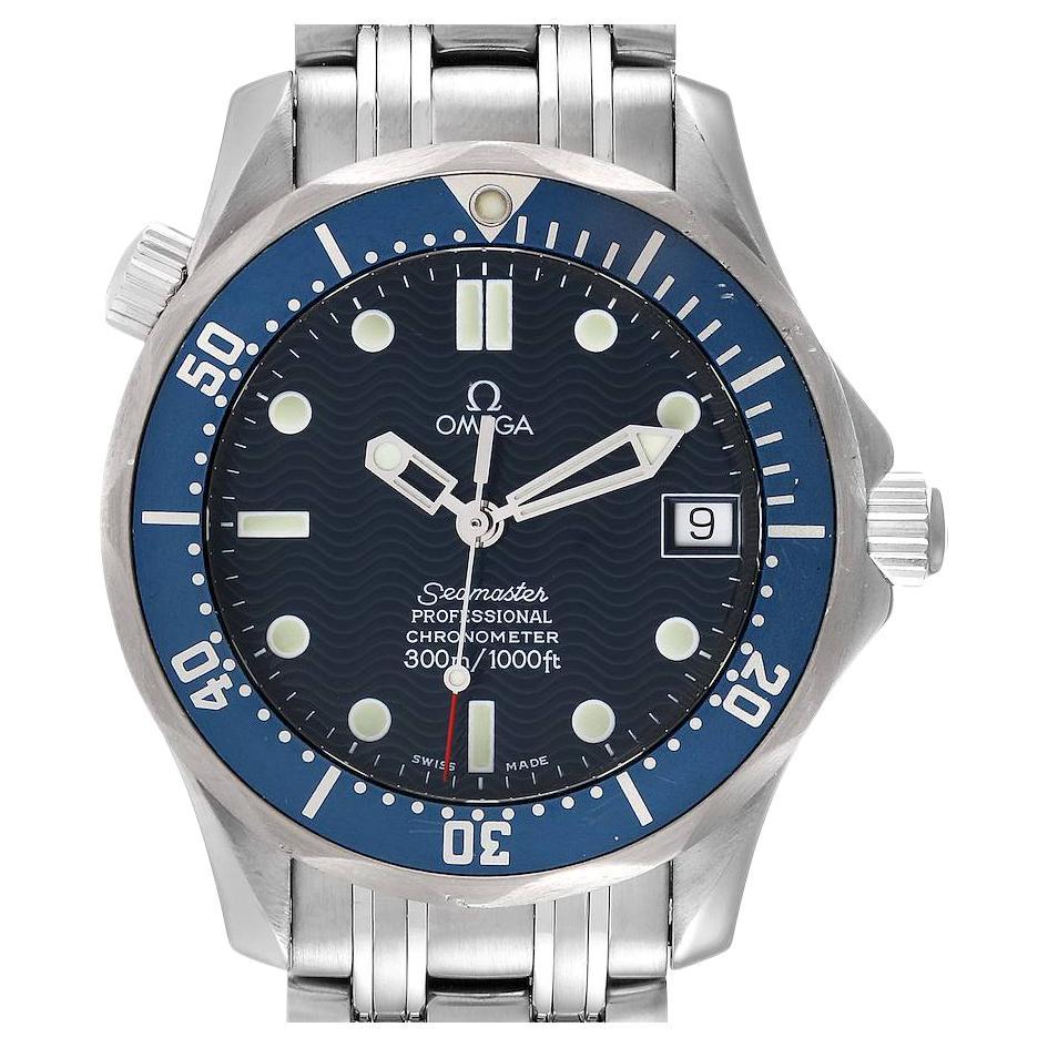 Omega Seamaster GMT White Wave Dial Watch 2538.20.00 Card For Sale at ...