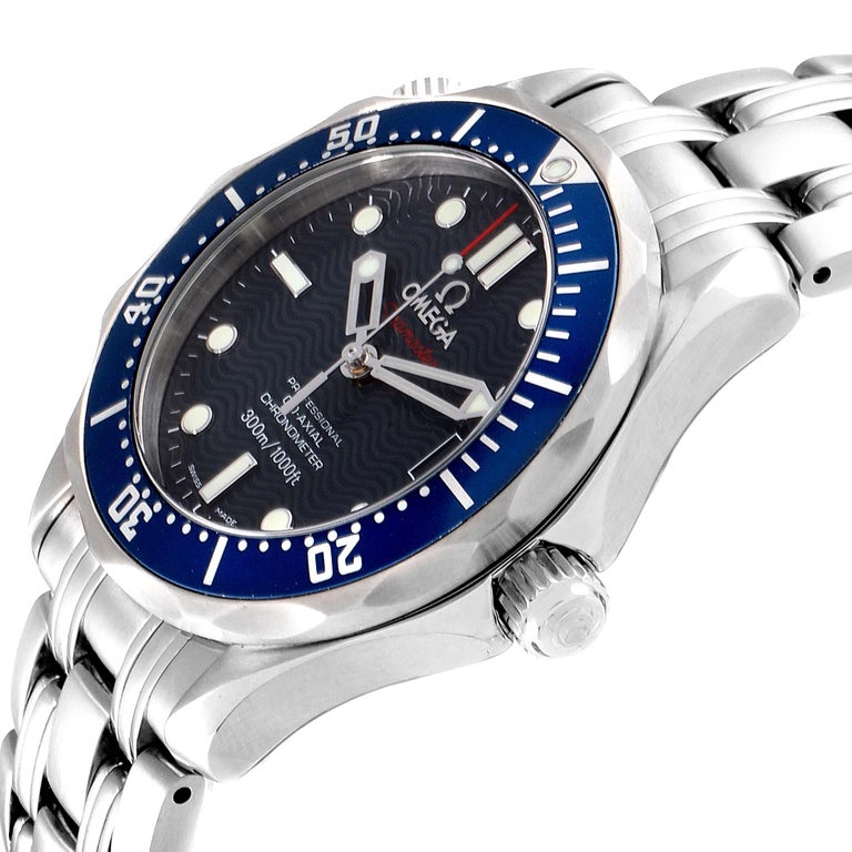 Omega Seamaster Midsize Co-Axial Blue Dial Watch 2222.80.00 Card For ...