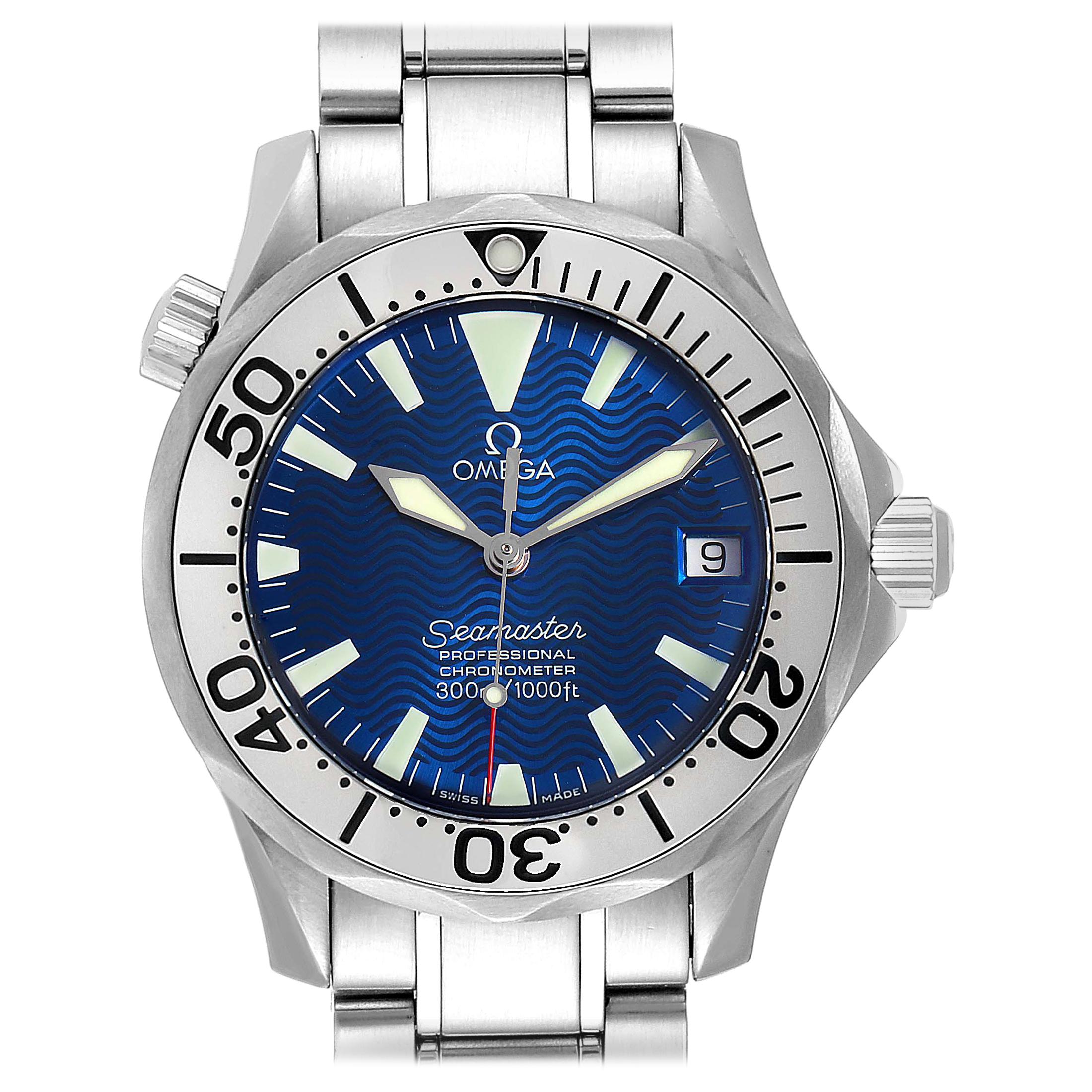 Omega Seamaster Midsize Blue Wave Dial Steel Men's Watch 2553.80.00 For ...