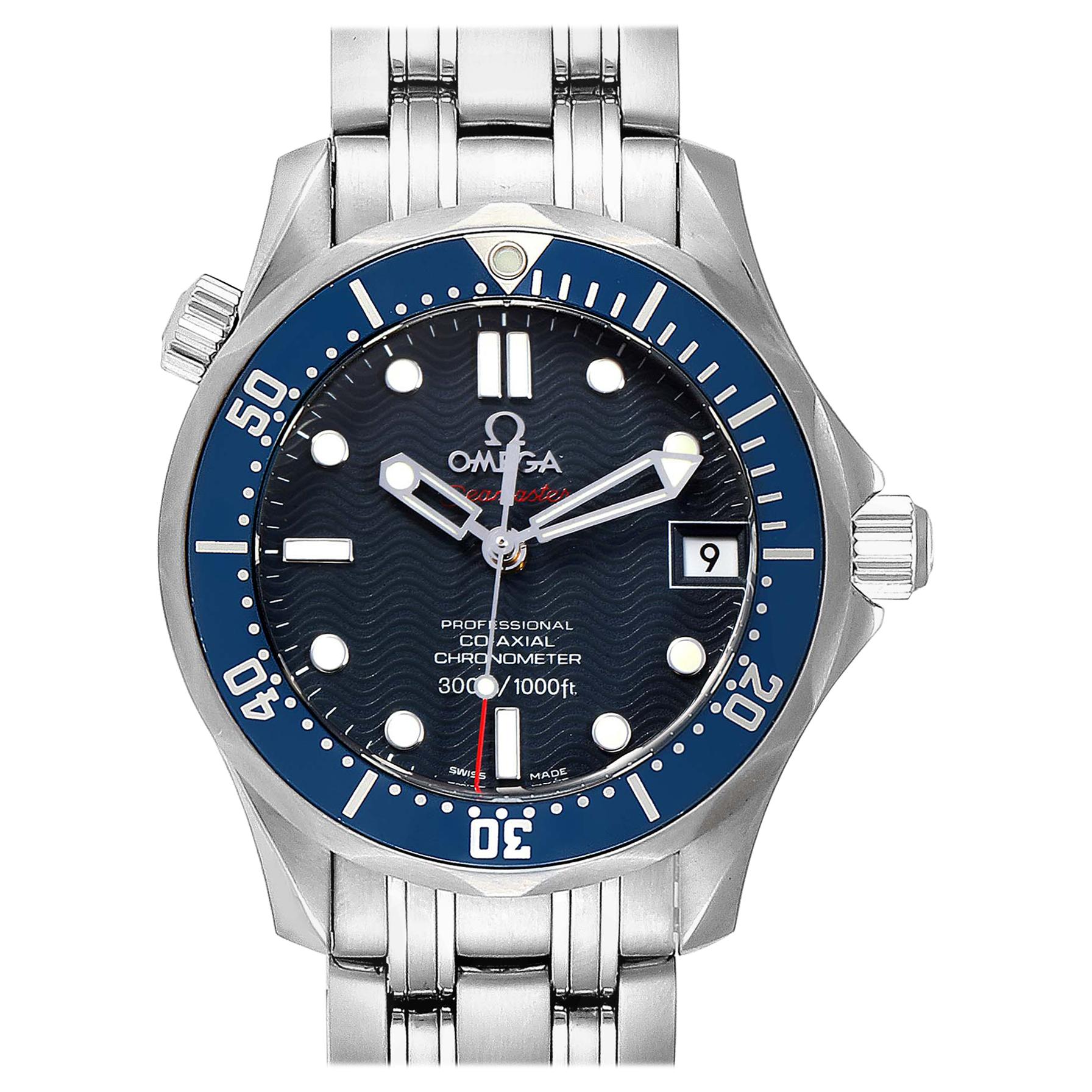 Omega Seamaster Midsize Co-Axial Blue Dial Watch 2222.80.00 Card For ...