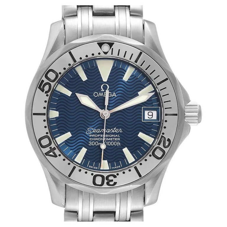 Omega Seamaster Midsize Steel Electric Blue Dial Watch 2554.80.00 Box ...