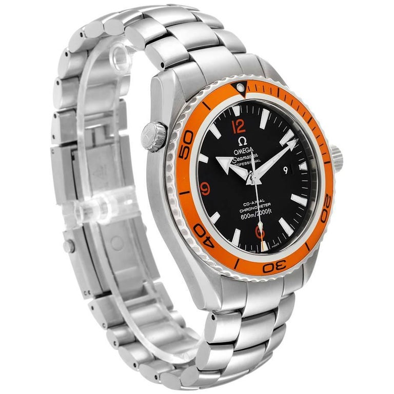 Omega Seamaster Planet Ocean XL Orange Bezel Watch 2208.50.00 Box Card ...