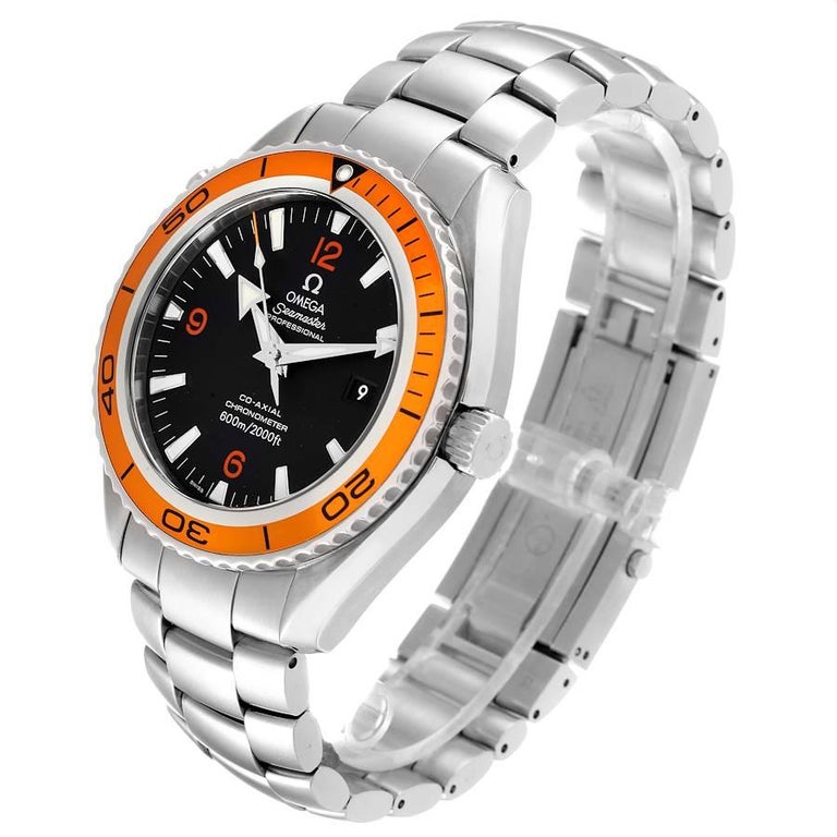 Omega Seamaster Planet Ocean XL Orange Bezel Watch 2208.50.00 Box Card ...