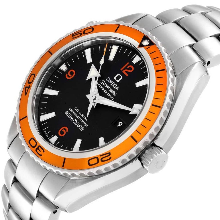 Omega Seamaster Planet Ocean XL Orange Bezel Watch 2208.50.00 Box Card ...