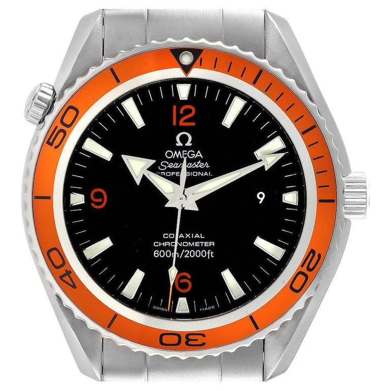 Omega Seamaster Planet Ocean XL Orange Bezel Watch 2208.50.00 Box Card ...