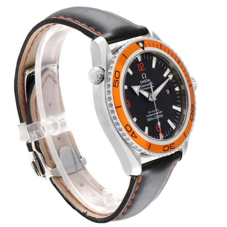 Omega Seamaster Planet Ocean XL Orange Bezel Watch 2208.50.83 Box Card ...