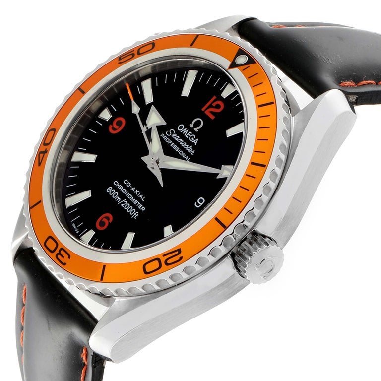 Omega Seamaster Planet Ocean XL Orange Bezel Watch 2208.50.83 Box Card ...