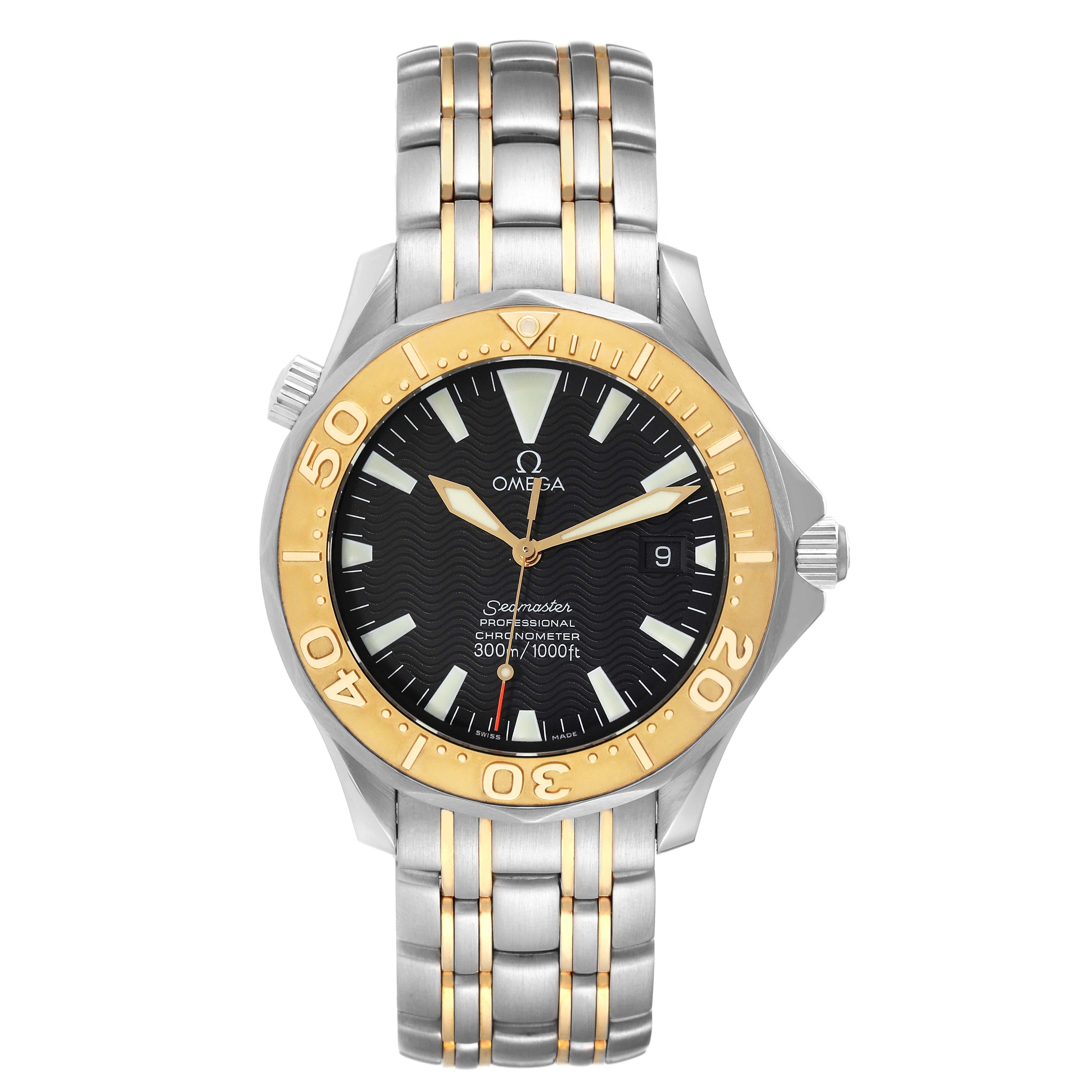 Omega Seamaster Steel Yellow Gold Automatic Mens Watch 2455.50.00 Card ...