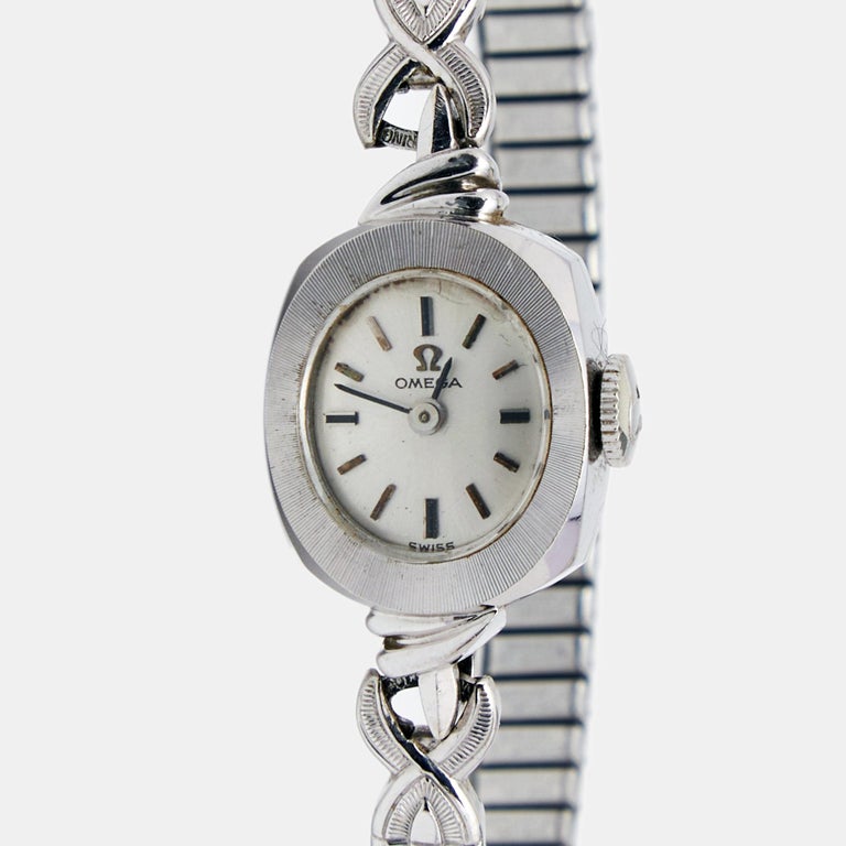 Omega Silver 14K White Gold Vintage Manual Winding Women's Wristwatch ...