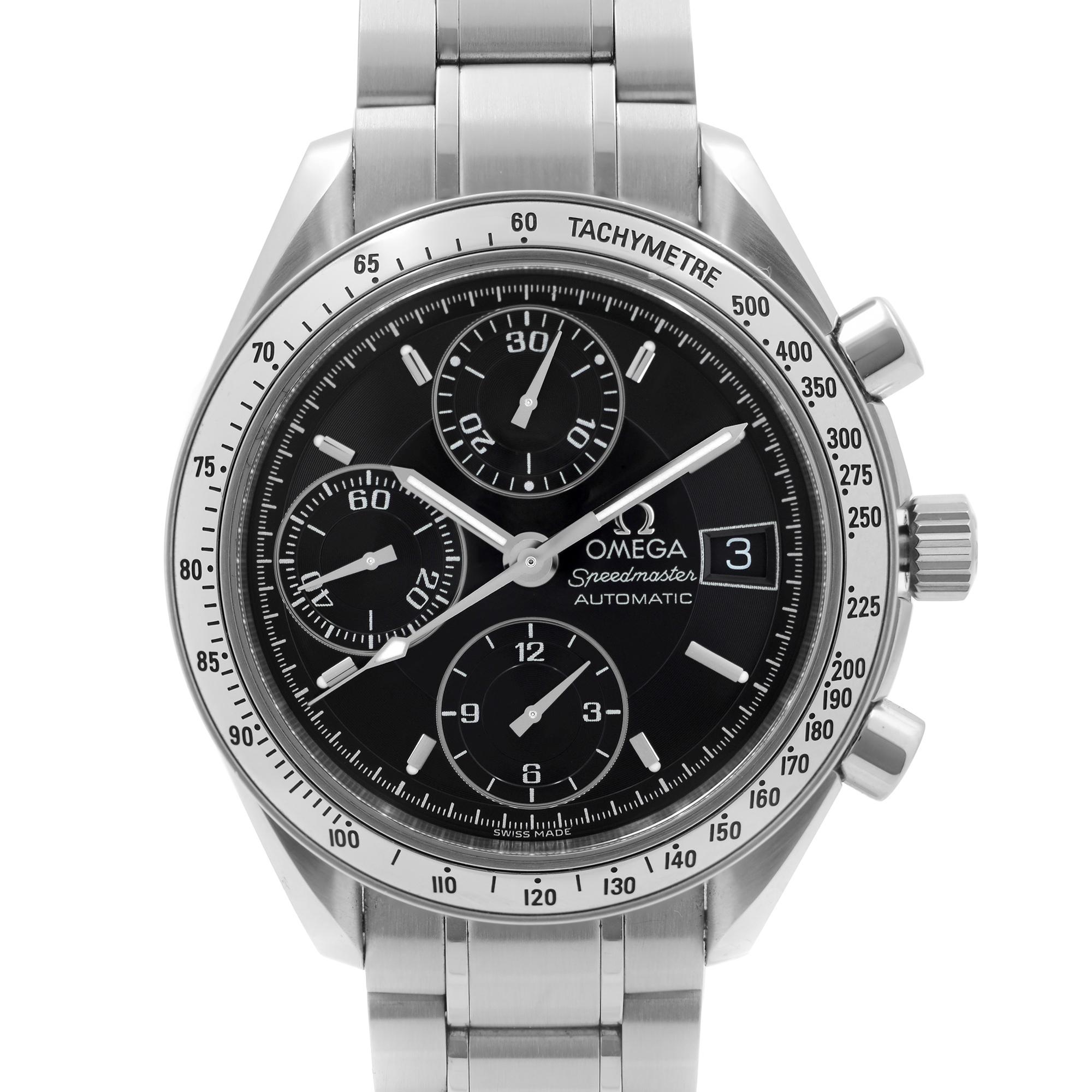 Omega Speedmaster Chronograph Steel Black Dial Automatic Mens Watch ...