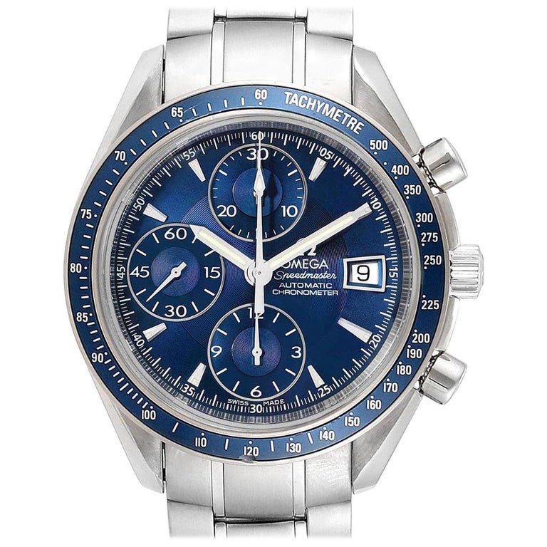 Omega Speedmaster Date Blue Dial Chrono Watch 3212.80.00 Box Card For ...