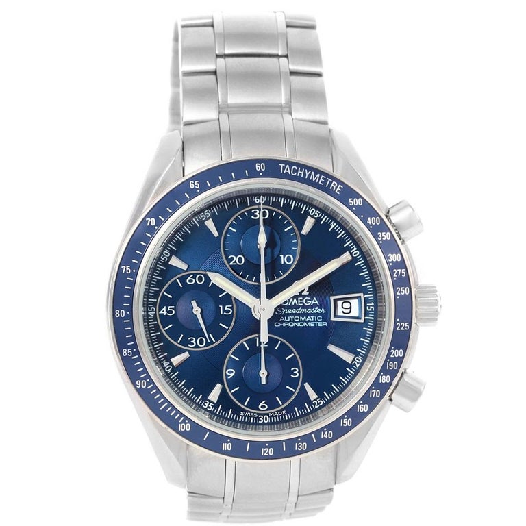 Omega Speedmaster Date Blue Dial Chrono Watch 3212.80.00 For Sale at ...