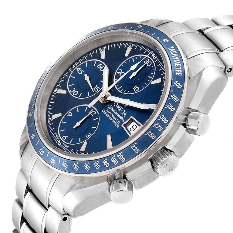 Omega Speedmaster Date Blue Dial Chrono Watch 3212.80.00 For Sale at ...